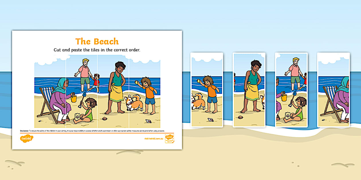 Beach Puzzle Strips (Teacher-Made) - Twinkl