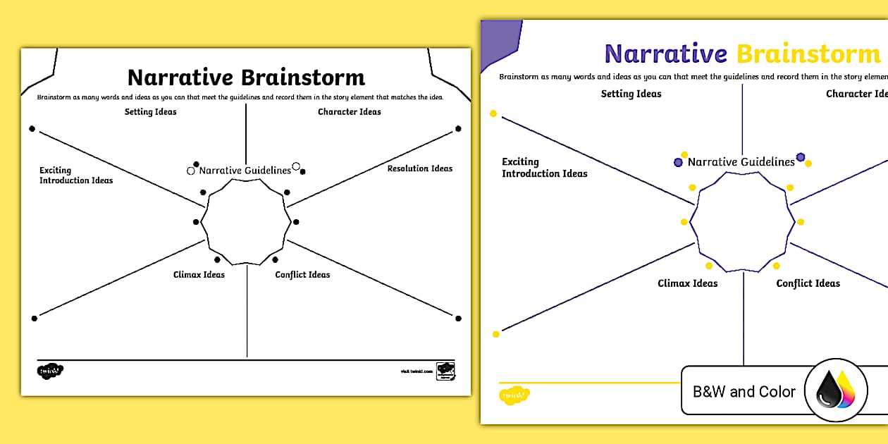 Seventh Grade Narrative Writing Brainstorm Worksheet