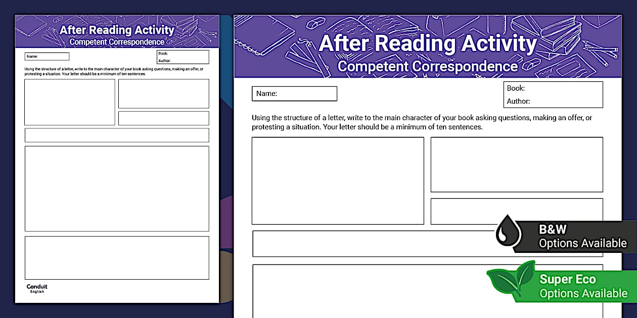 'Competent Correspondence' After Reading Activity
