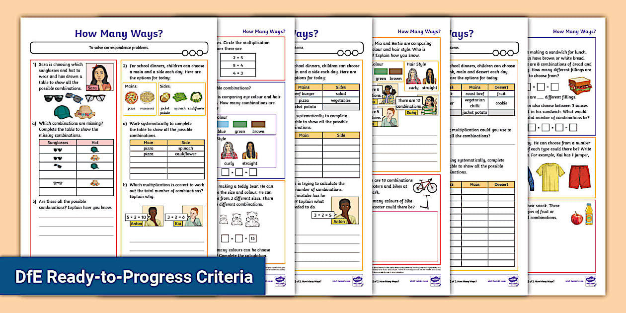 👉 How Many Ways? Differentiated Maths Worksheets - Twinkl