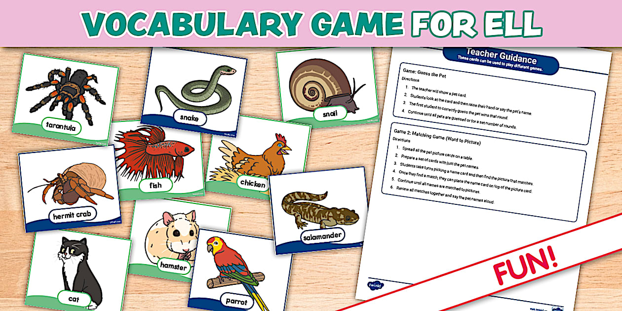 Pet Palooza Vocabulary Game for ELL (teacher made) - Twinkl