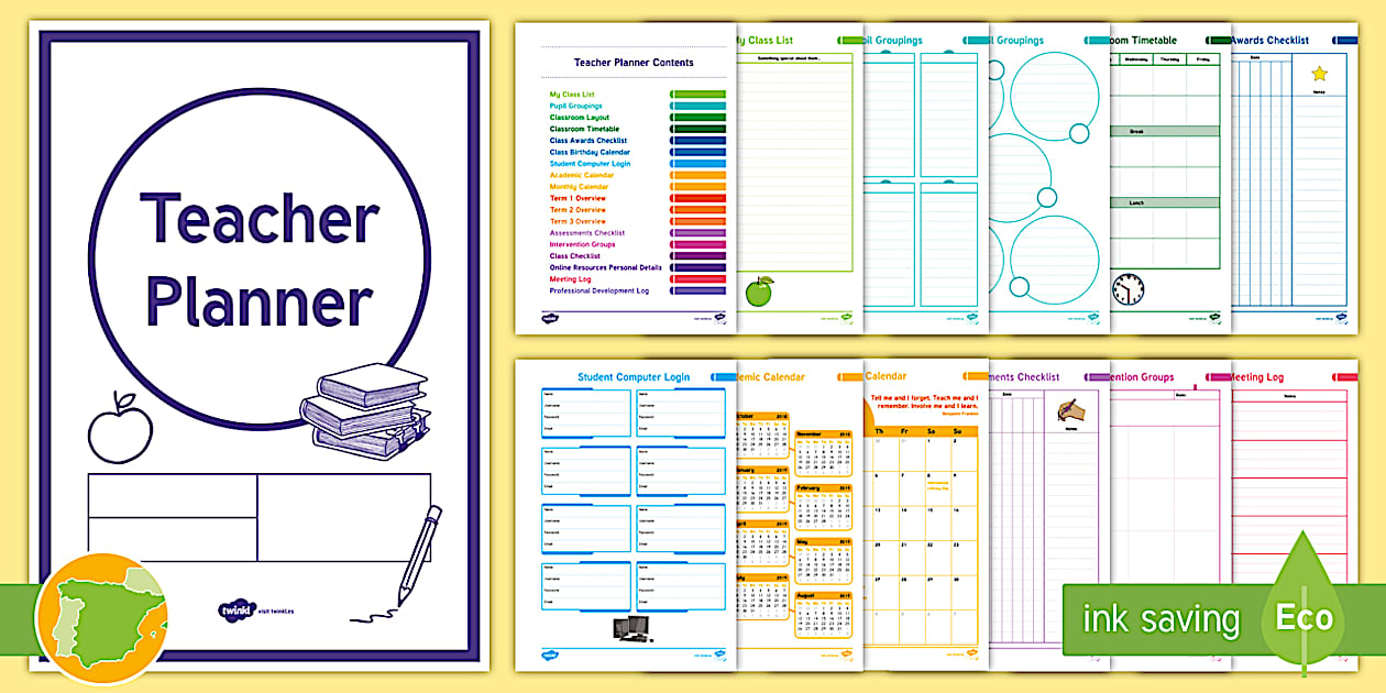 Teacher Planner Academic Year 2018-2019 - Spain - Twinkl