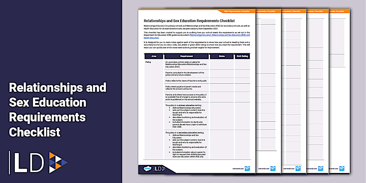 Relationships and Sex Education Requirements Checklist