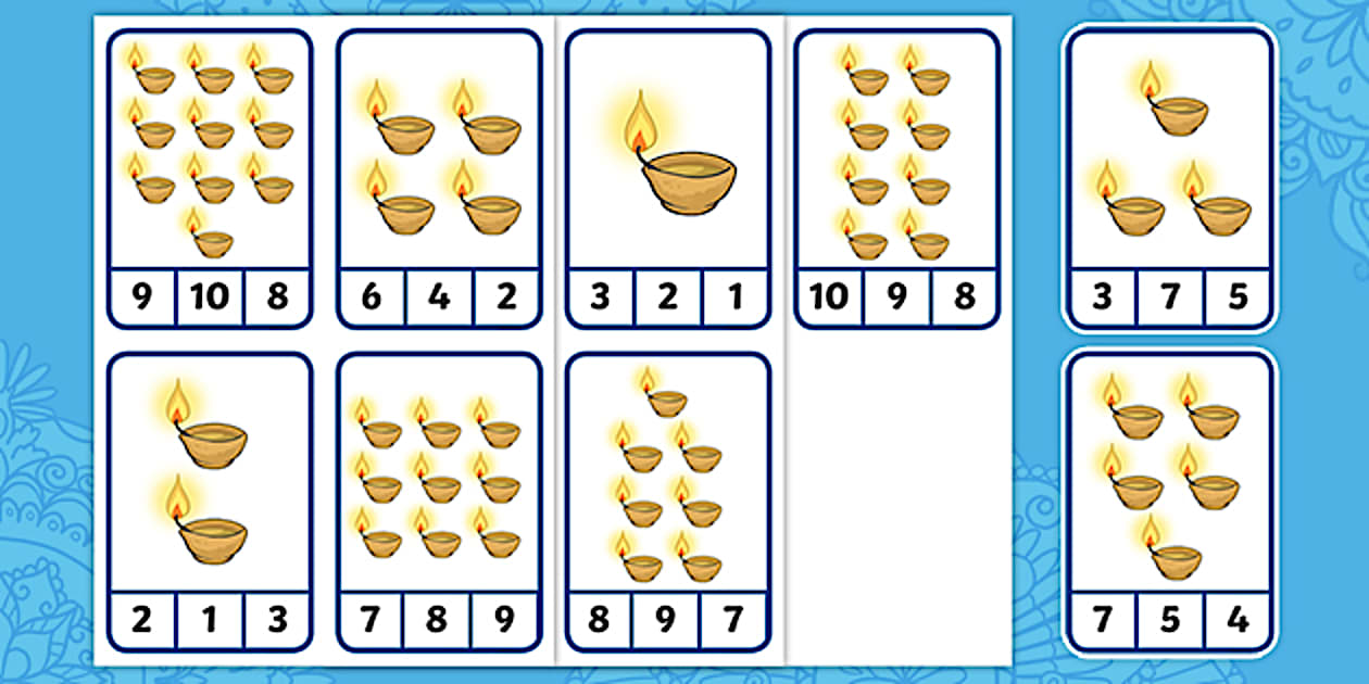 Diwali Peg Counting to 10 Activity (teacher made) - Twinkl
