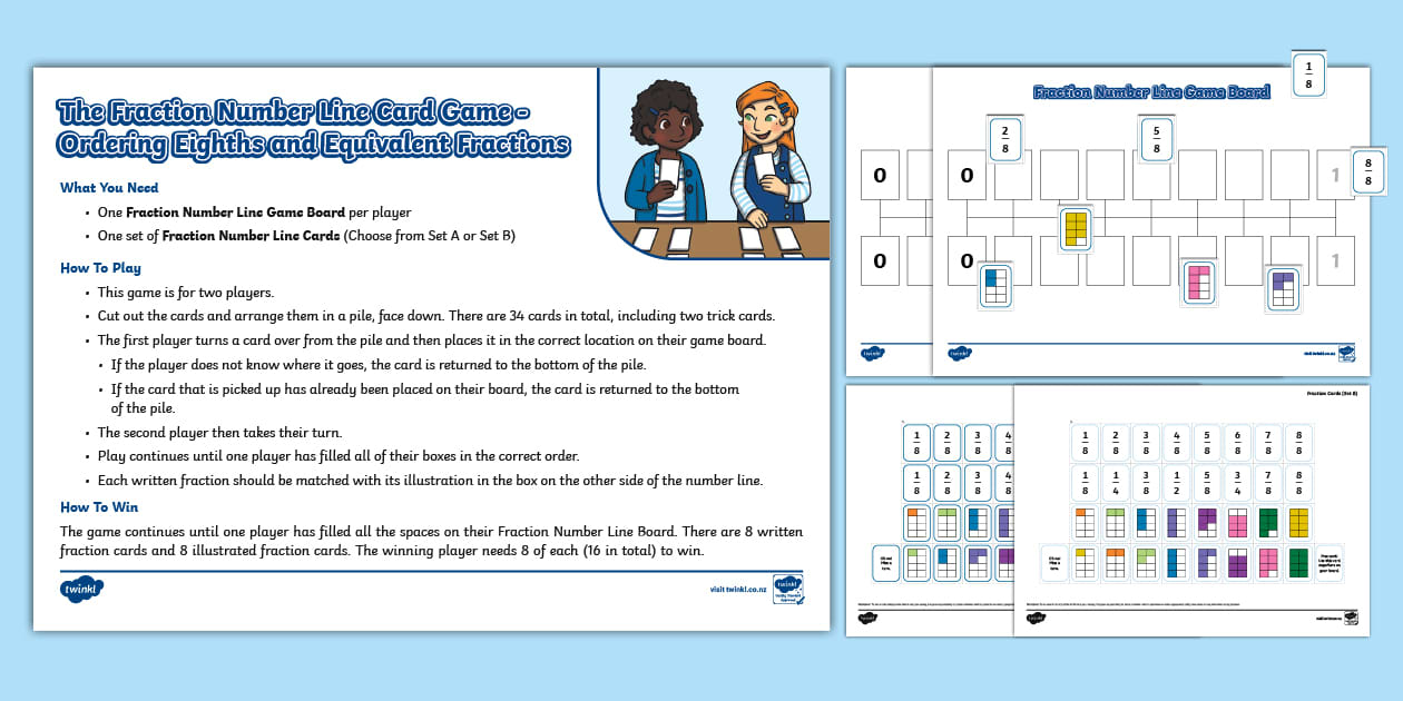 Fraction Number Line Card Game (teacher made) - Twinkl