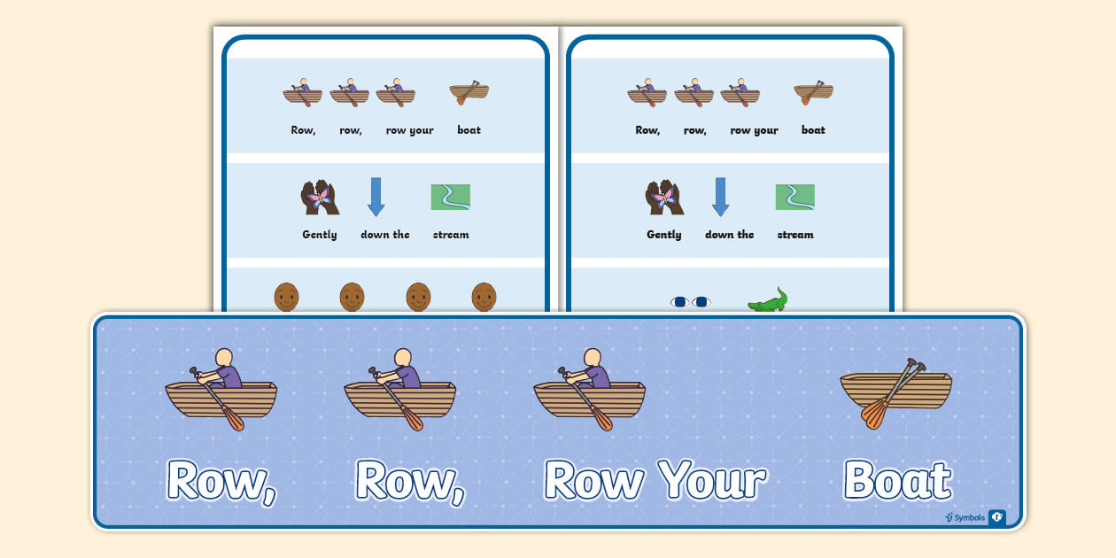 Twinkl Symbols: Row, Row, Row Your Boat Nursery Rhyme Poster