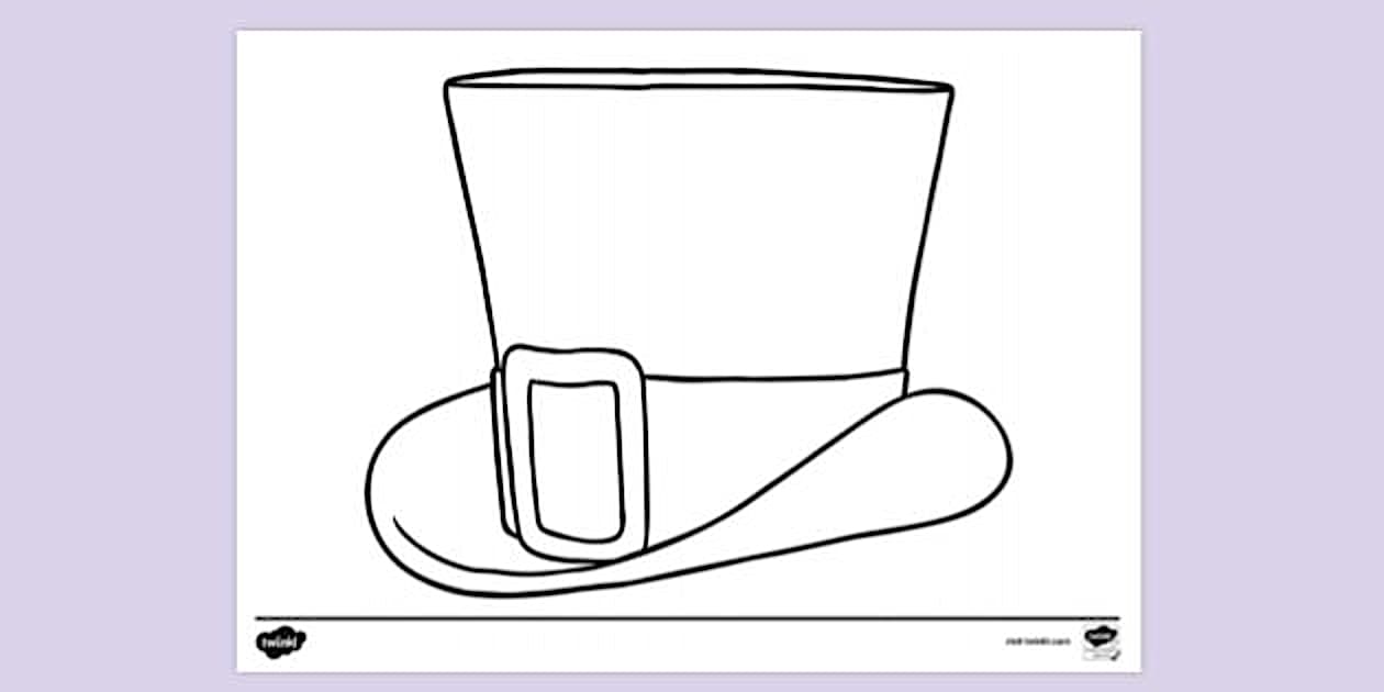 Green Top Hat Colouring Sheet | Colouring Sheets - Twinkl