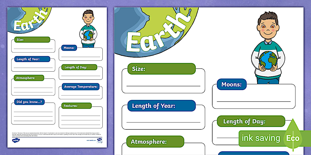 Free Earth Fact File Template for Children: Download now!