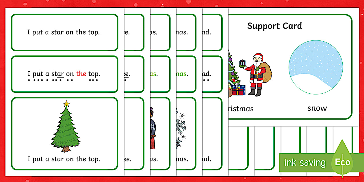 Christmas Simple Sentence Cards - KS1 - EYFS (teacher made)