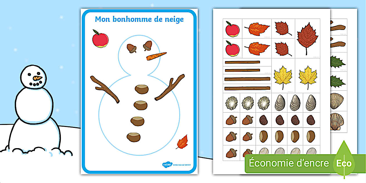 Activité de découpage : mon bonhomme de neige - Twinkl