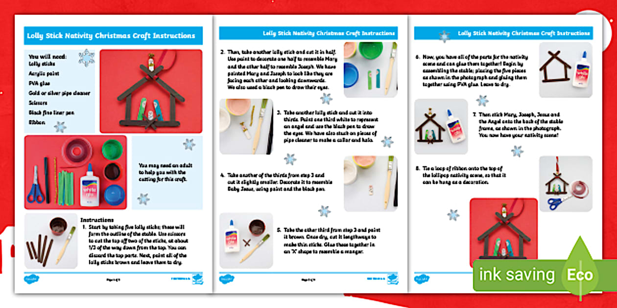 Lolly Stick Nativity Christmas Craft Instructions