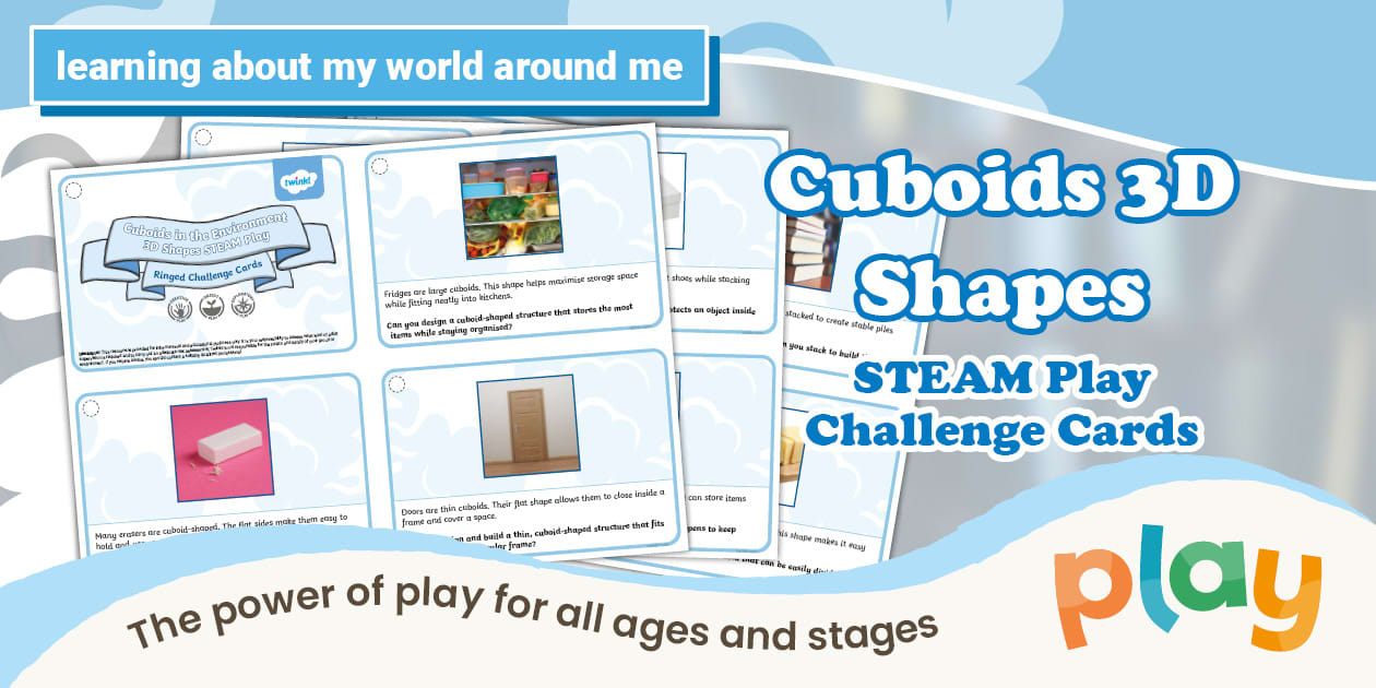 Cuboids 3D Shapes STEAM Play Ringed Challenge Cards