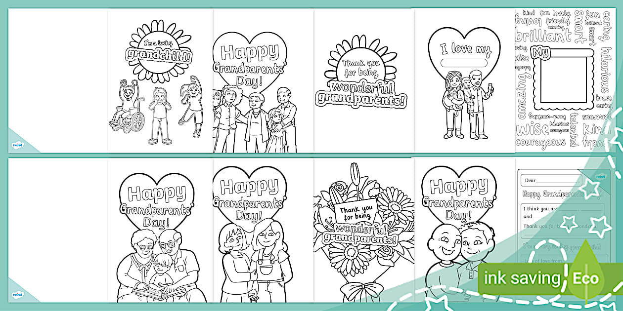 Happy Grandparents' Day Colouring Cards (Ages 5 - 7)