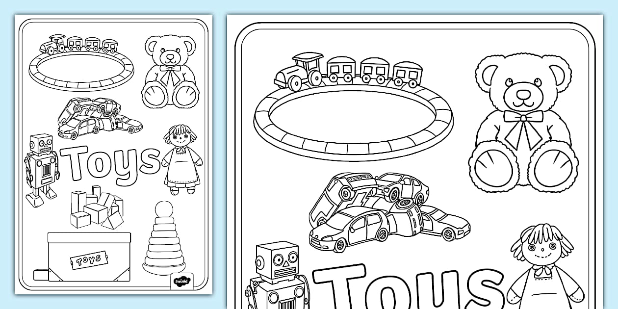 Toys Colouring Title Page (Hecho por educadores) - Twinkl
