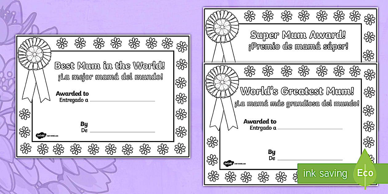 Mother's Day Certificates English/Spanish - Mother's Day Certificates