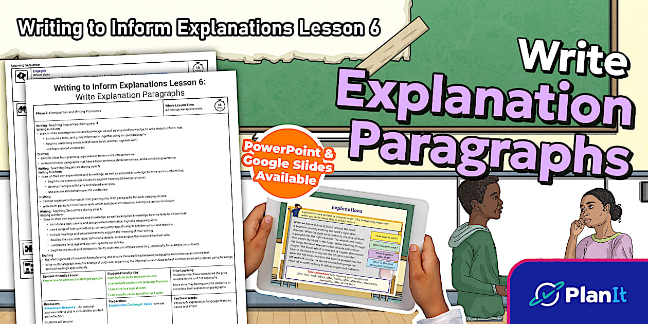 Write an Explanation Lesson 6: Explanation Paragraphs