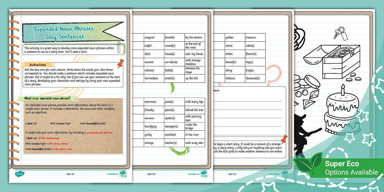 Expanded Noun Phrases: Silly Sentences (Ages 7 - 11)