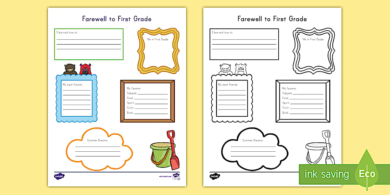 Farewell to First Grade Worksheet (teacher made) - Twinkl