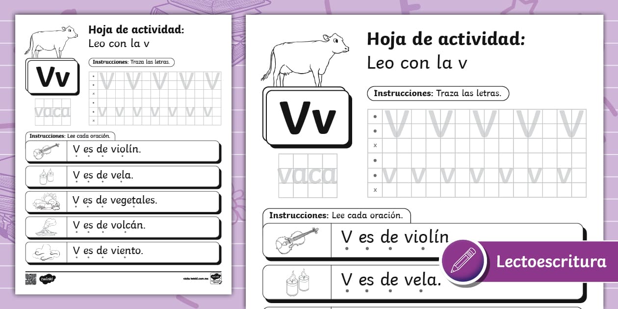 Hoja de actividad: Leo con la v (Lehrer gemacht) - Twinkl