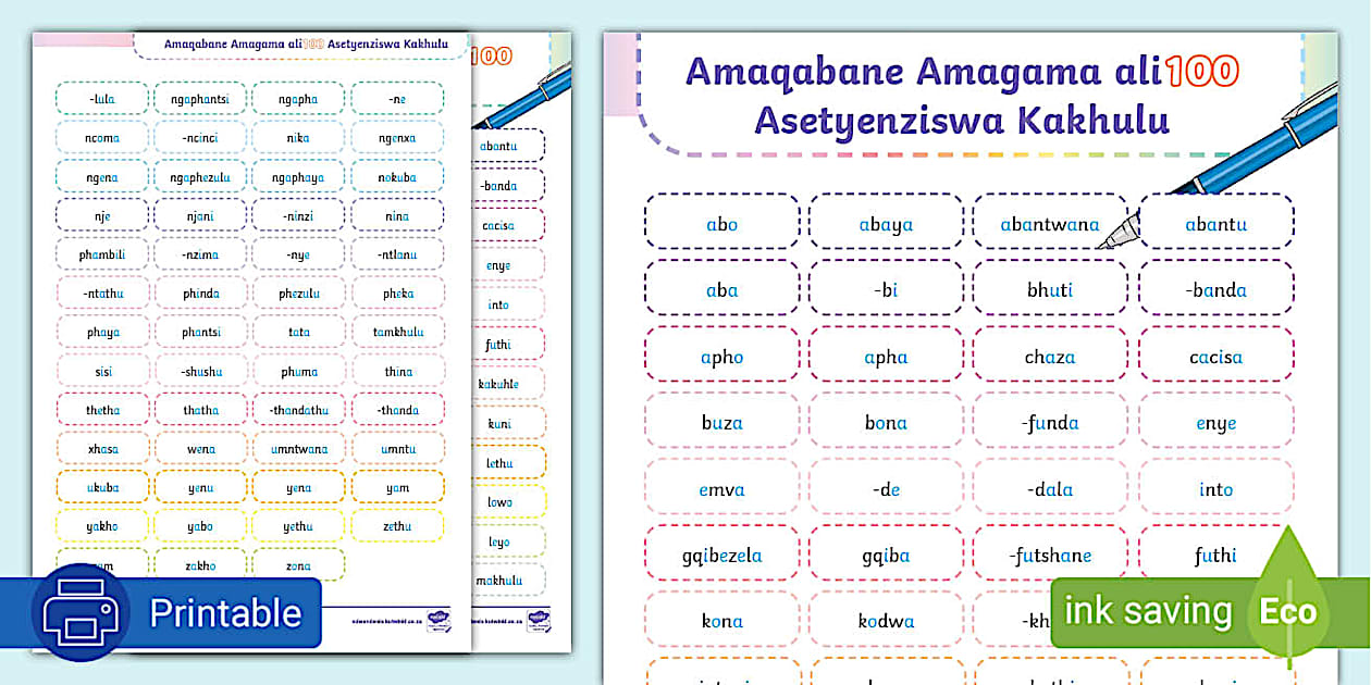 Amaqabane Amagama ali100 Asetyenziswa Kakhulu EsiXhosa