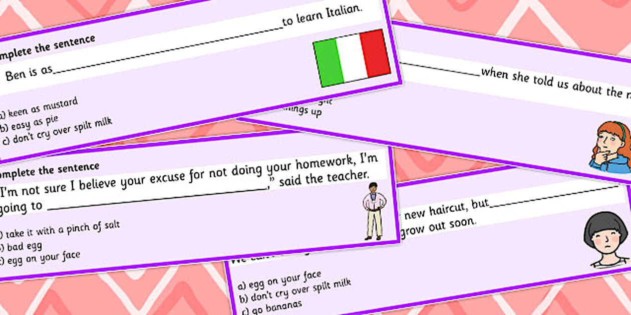Food Idioms Complete the Sentence Cards Set 3