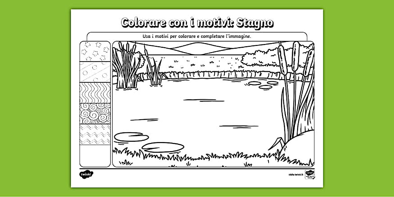 Colorare con i motivi: Stagno (teacher made) - Twinkl