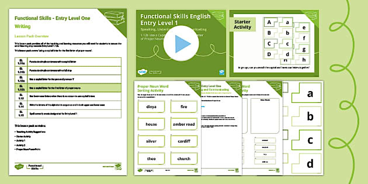 English Functional Skills Entry Level 1.12b: Use a capital letter for the