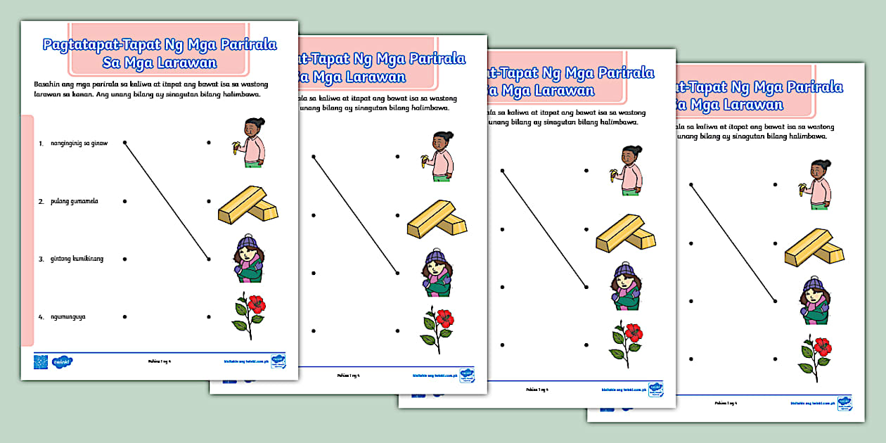 Pagtatapat-Tapat Ng Mga Parirala Sa Mga Larawan 5 | Grade 1 | Twinkl