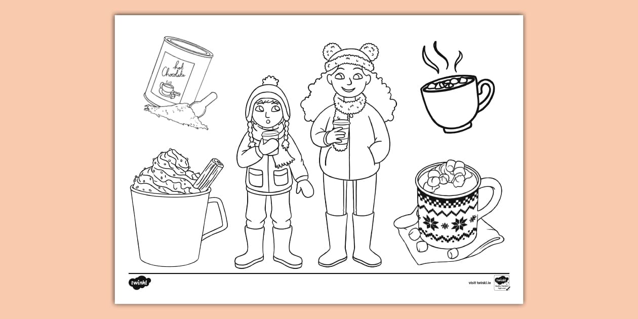 Hot Chocolate Colouring Page - Twinkl Colouring - Twinkl