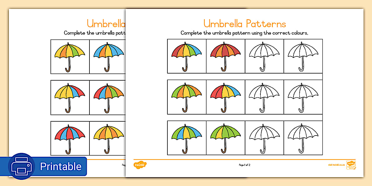 Grade R Repeat the Umbrella Patterns (teacher made) - Twinkl