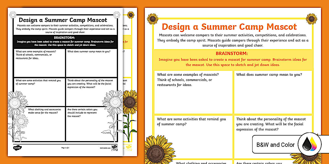 Design a Summer Camp Mascot Activity for 6th-8th Grade