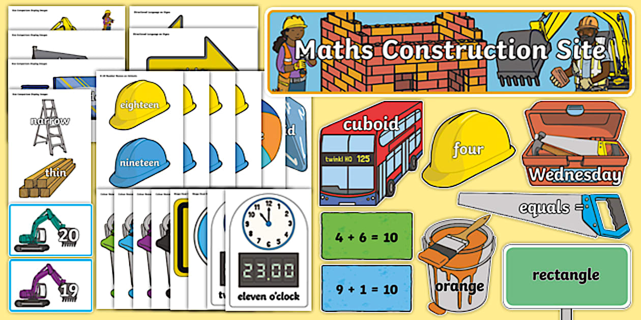 Primary 1 Maths Construction Display Pack-Scottish - Twinkl