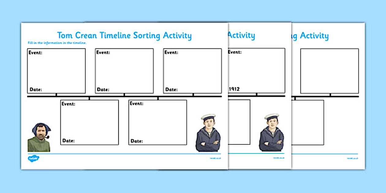 Black and White Tom Crean Timeline Sorting Activity - Twinkl