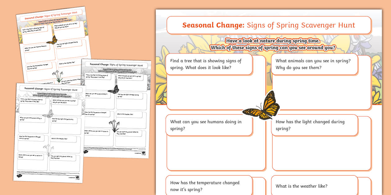 Seasonal Change: Signs of Spring Scavenger Hunt - Twinkl