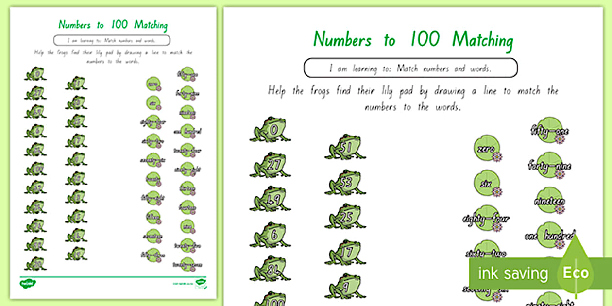 Stage 4 Maths Numbers to 100 Matching Worksheet - Twinkl