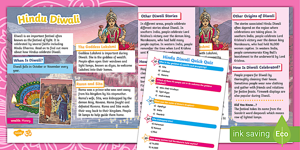 KS2 Diwali Fact File and Quick Quiz (teacher made) - Twinkl