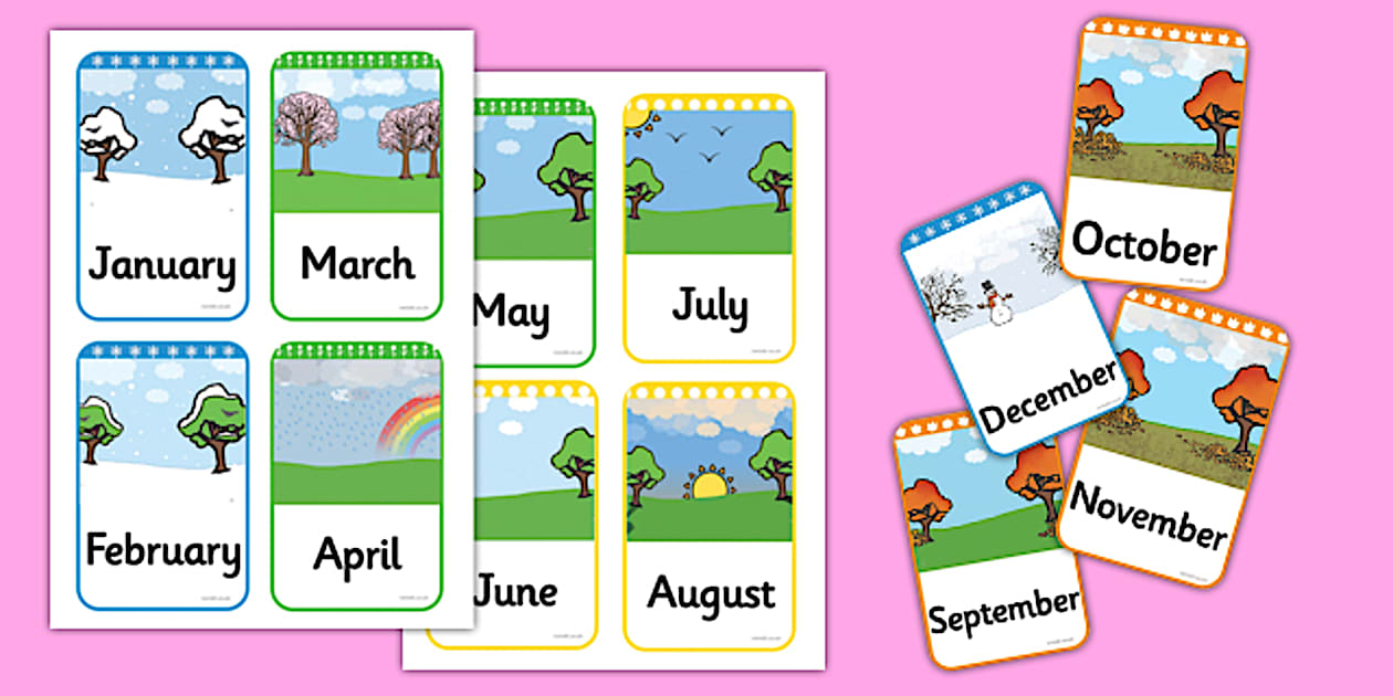 Cursive Months of the Year Flashcards (teacher made)