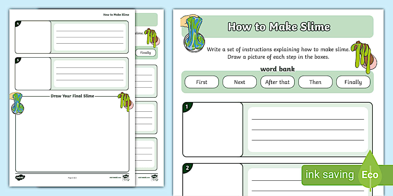 How to Make Slime Instructional Writing Frame (teacher made)
