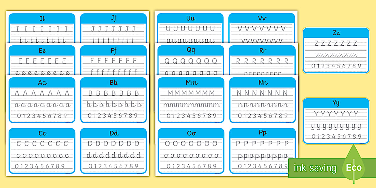 QLD Cursive Handwriting Practice Cards - Twinkl