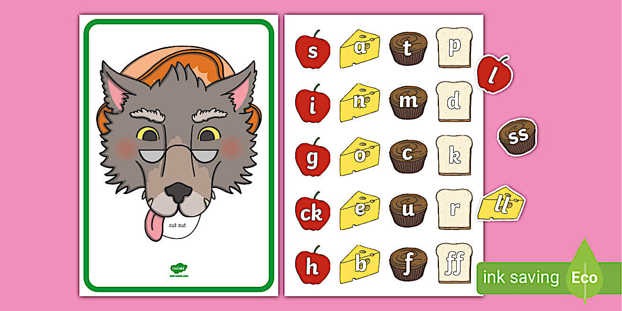 Feed the Wolf Phase 2 Phonics Game - Twinkl