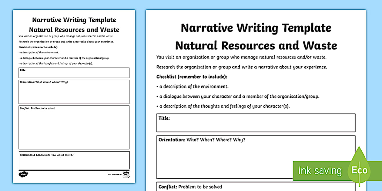 Natural Resources and Waste Narrative Writing Template