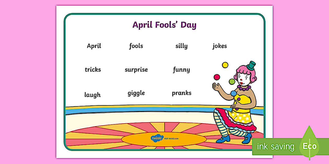 Black and White April Fools' Day Word Mat (teacher made)