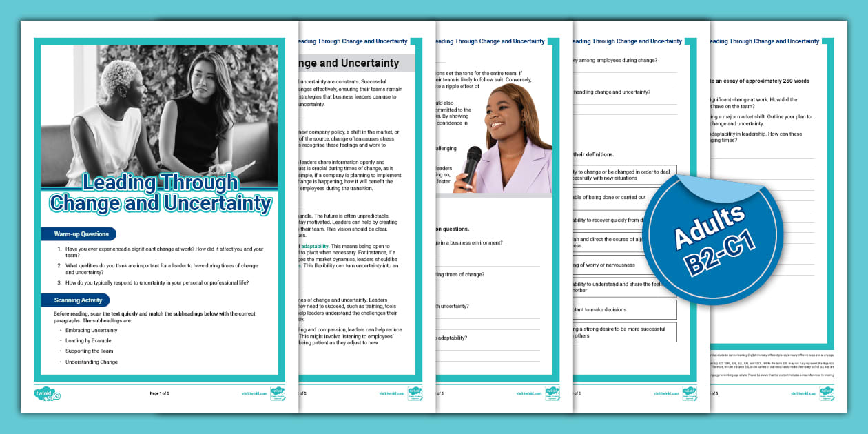 Leading Through Change and Uncertainty Reading Comprehension [Adults ...
