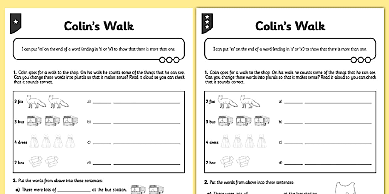 Differentiated Colin's Walk Worksheet / Worksheet - Twinkl