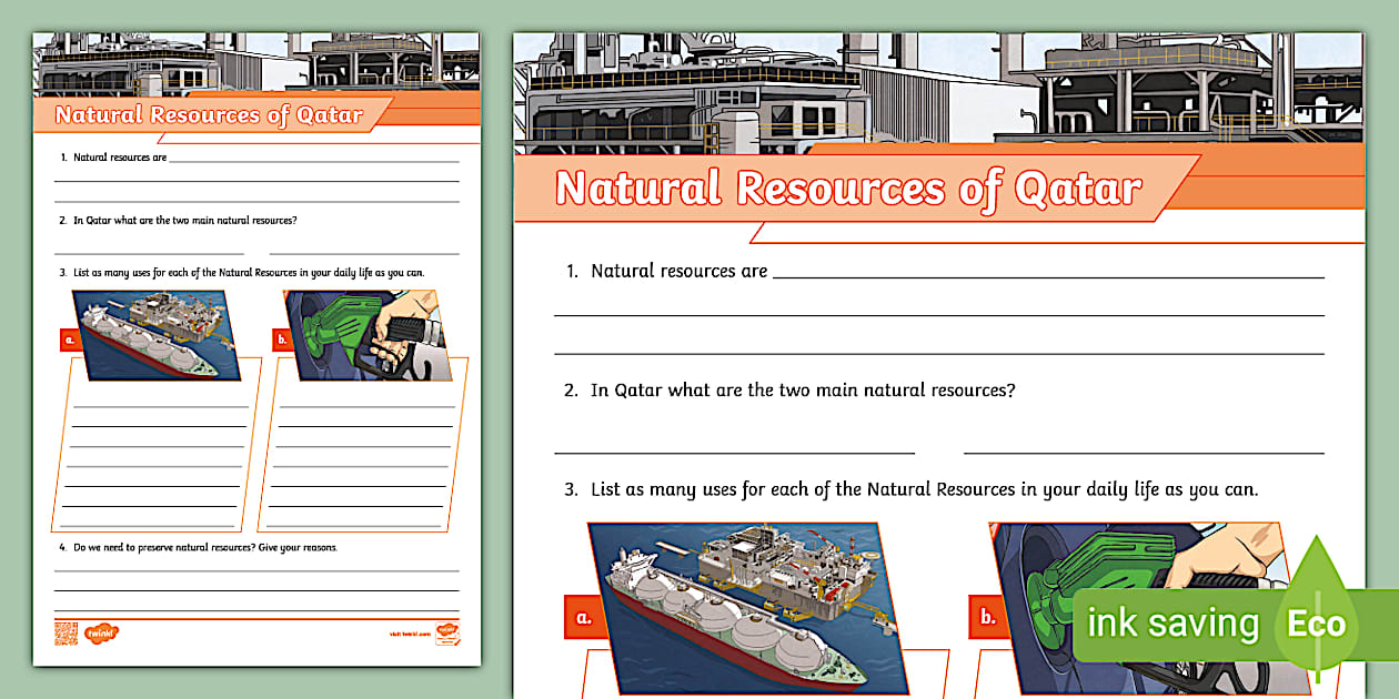 Natural Resources of Qatar Worksheet (teacher made) - Twinkl