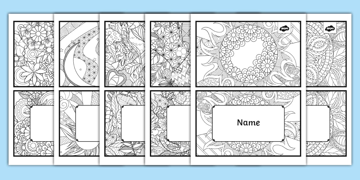 Mindfulness Colouring Name Tents (Teacher-Made) - Twinkl