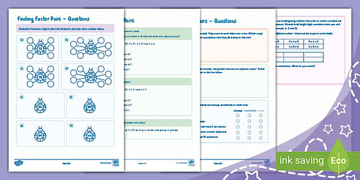Learning about Factor Pairs (Ages 9 - 10) (teacher made)