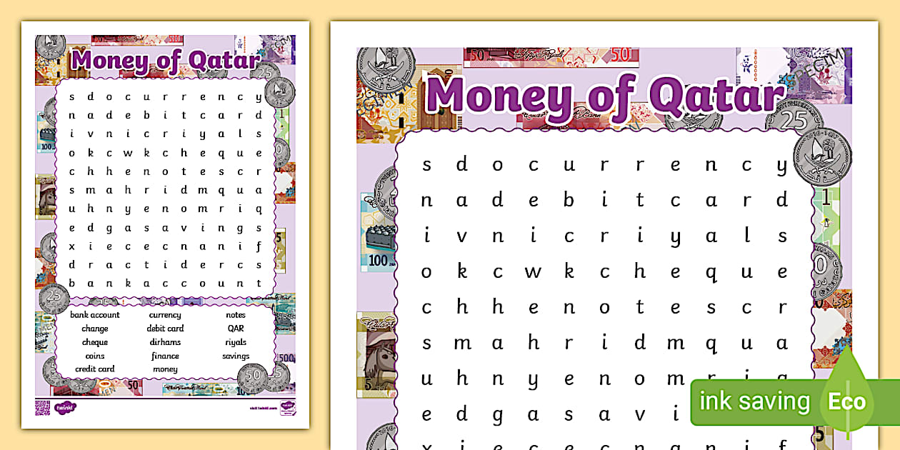 Money of Qatar Word Search