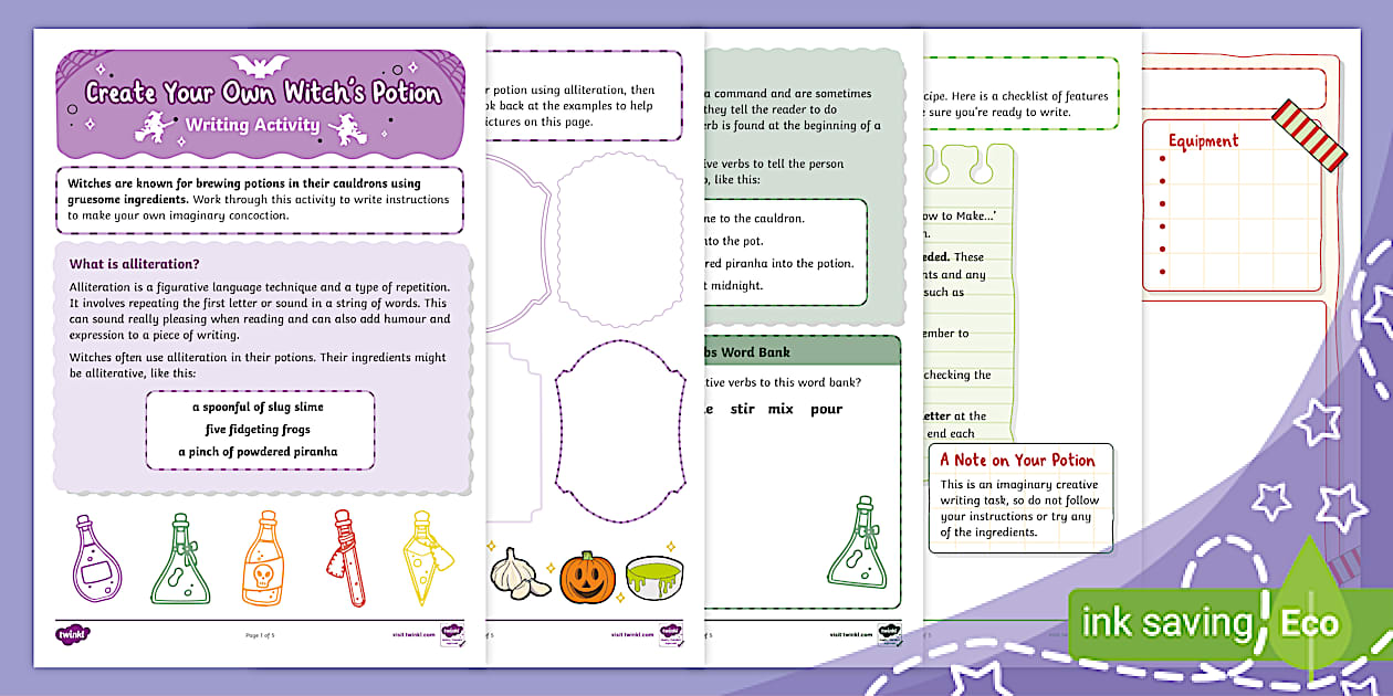 Create Your Own Witch's Potion Writing Activity (Ages 5 - 7)
