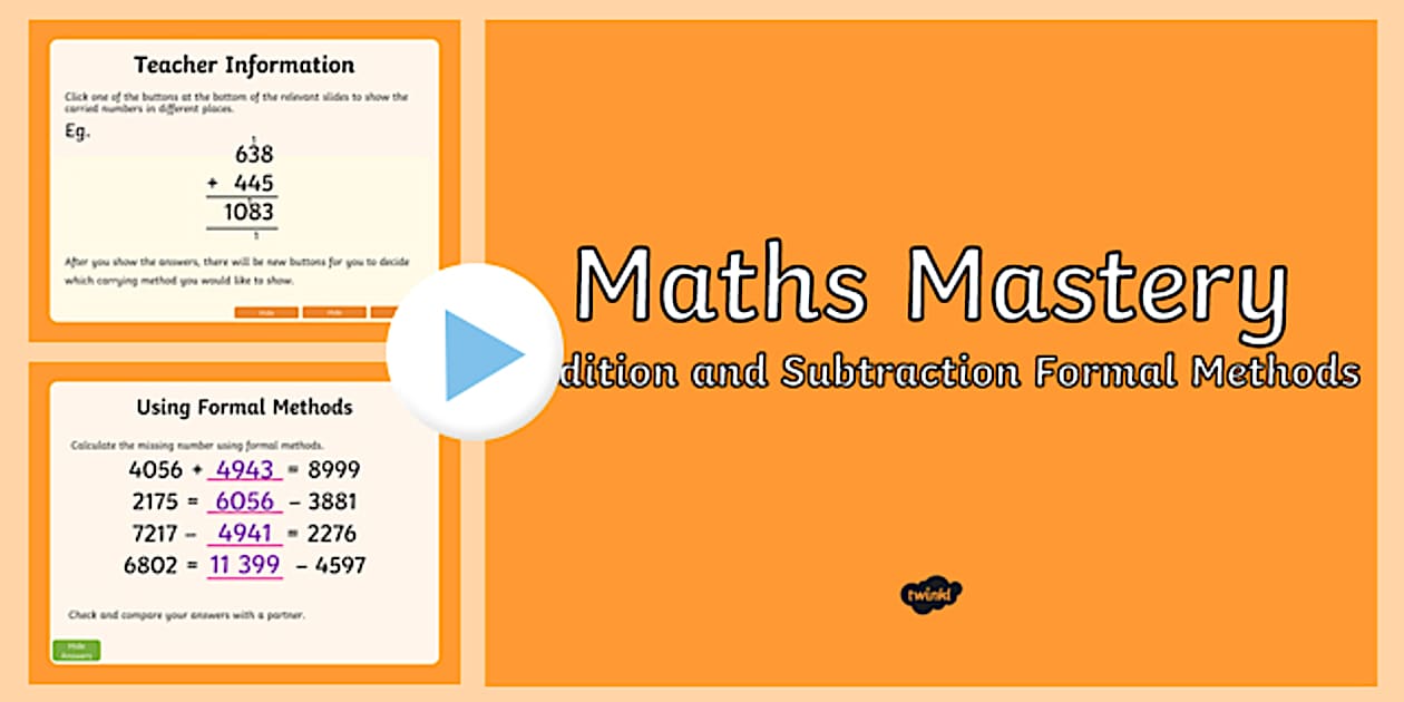 Year 5, Addition and Subtraction Formal Methods Maths Mastery Activities